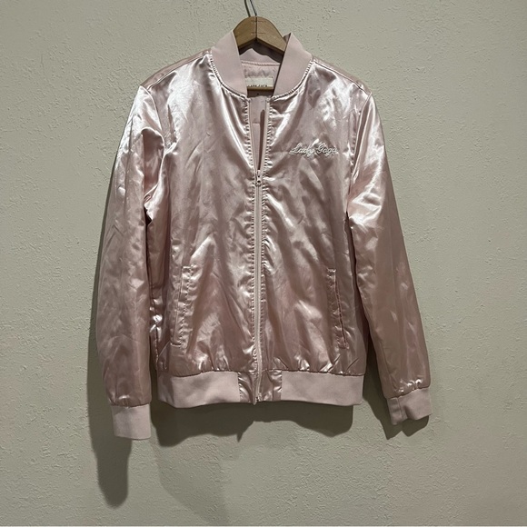 Lady Gaga | Jackets & Coats | Lady Gaga Pink Satin Bomber Jacket | Poshmark